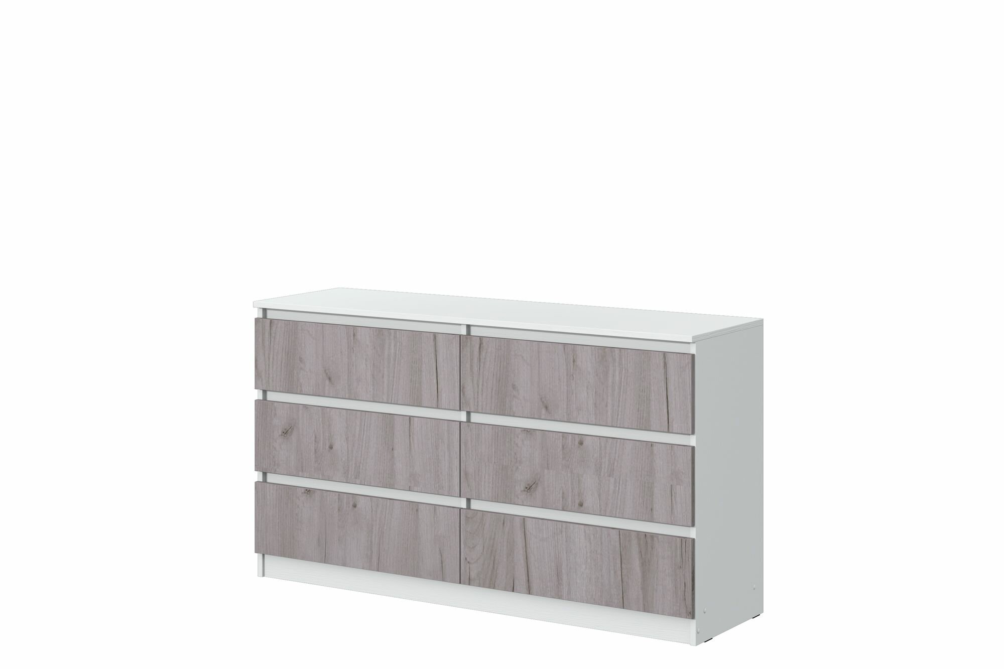 Комод №5 "Соната" цвет Белый текстурный, Дуб Крафт серый, ширина 140см, для спальни, с ящиками, гардеробная