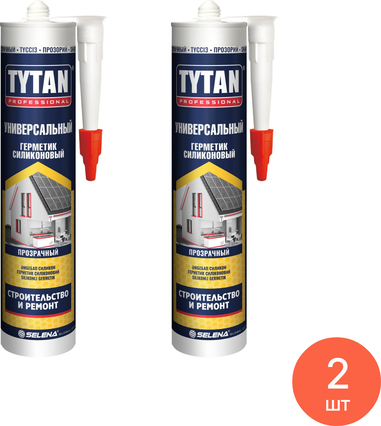 Герметик силиконовый TYTAN Professional / Титан Профессионал универсальный, прозрачный, 280мл / строительство и ремонт (комплект из 2 шт)