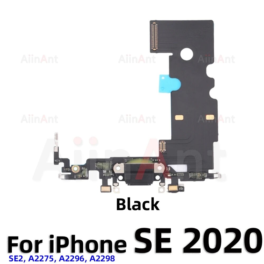 Зарядная плата Aiinant с нижним USB-портом, док-разъем, зарядный гибкий кабель для iPhone 5S SE 6 6s 7 Plus, детали для телефона SE 2020 Black