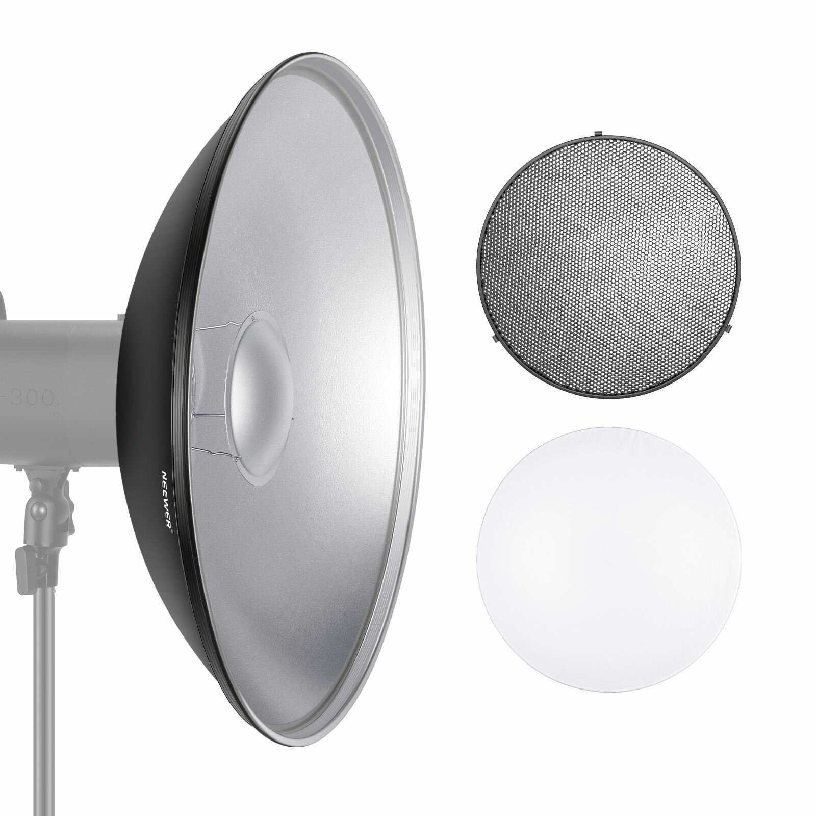 Портретная тарелка 55 см с рефлектором и сотами, для фото и видео, крепление Bowens NEEWER NK-NARC22