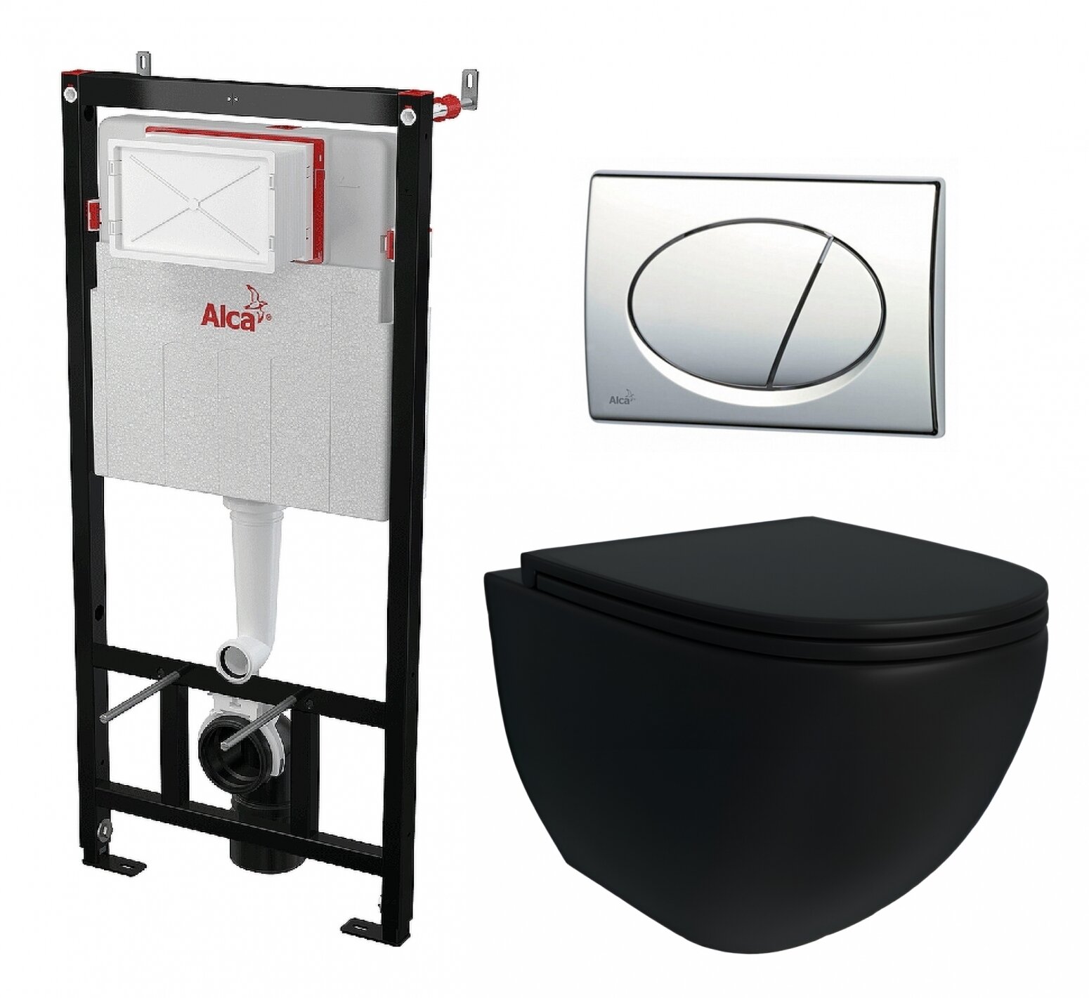 Комплект 3 в 1 инсталляция AlcaPlast + Унитаз подвесной Enio Unico BL Tornado EN4105057 + кнопка хром