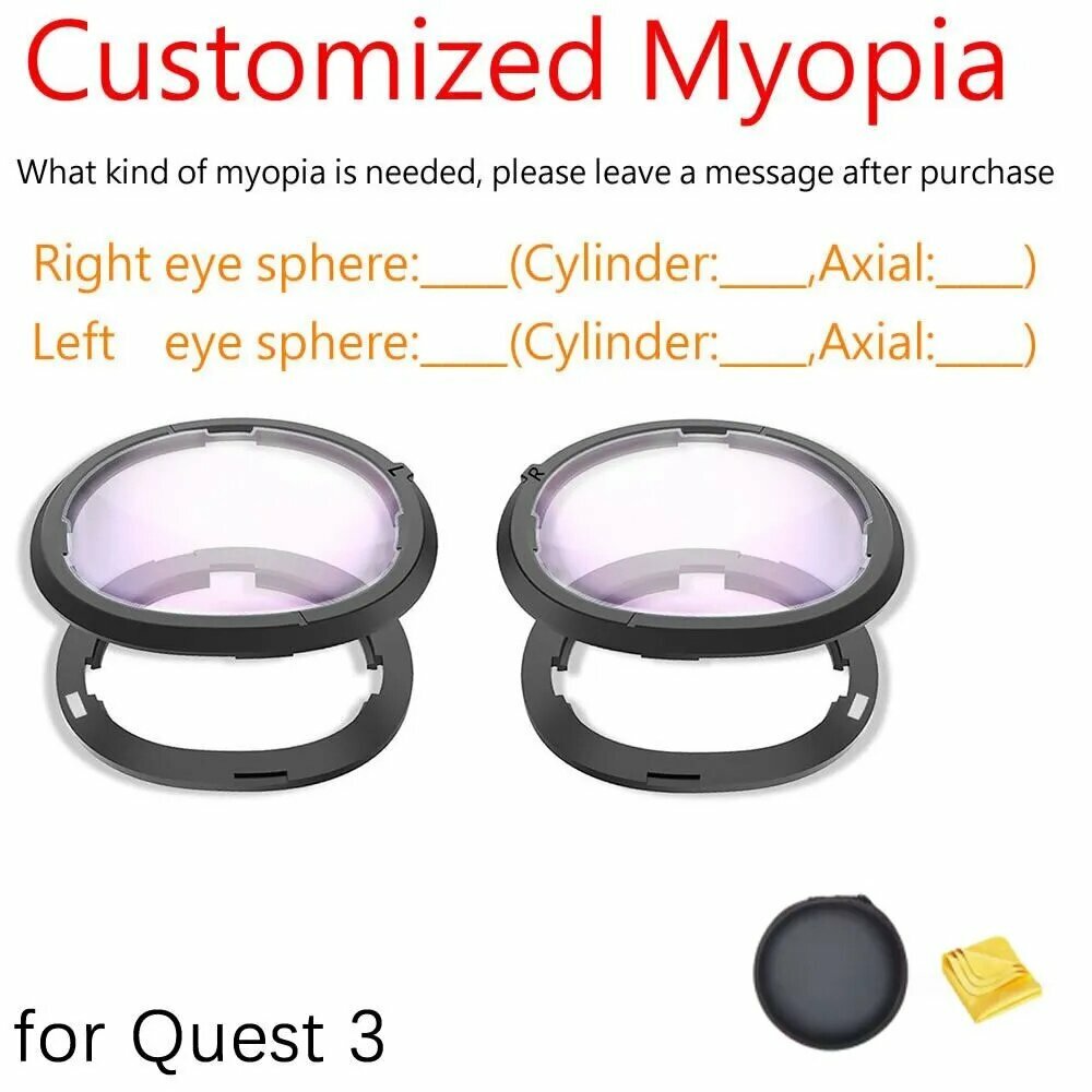 Для линз Quest 3 Близорукость Анти-синие антибликовые очки Магнитная оправа для очков VR Рецептурные линзы для аксессуаров Meta Quest 3