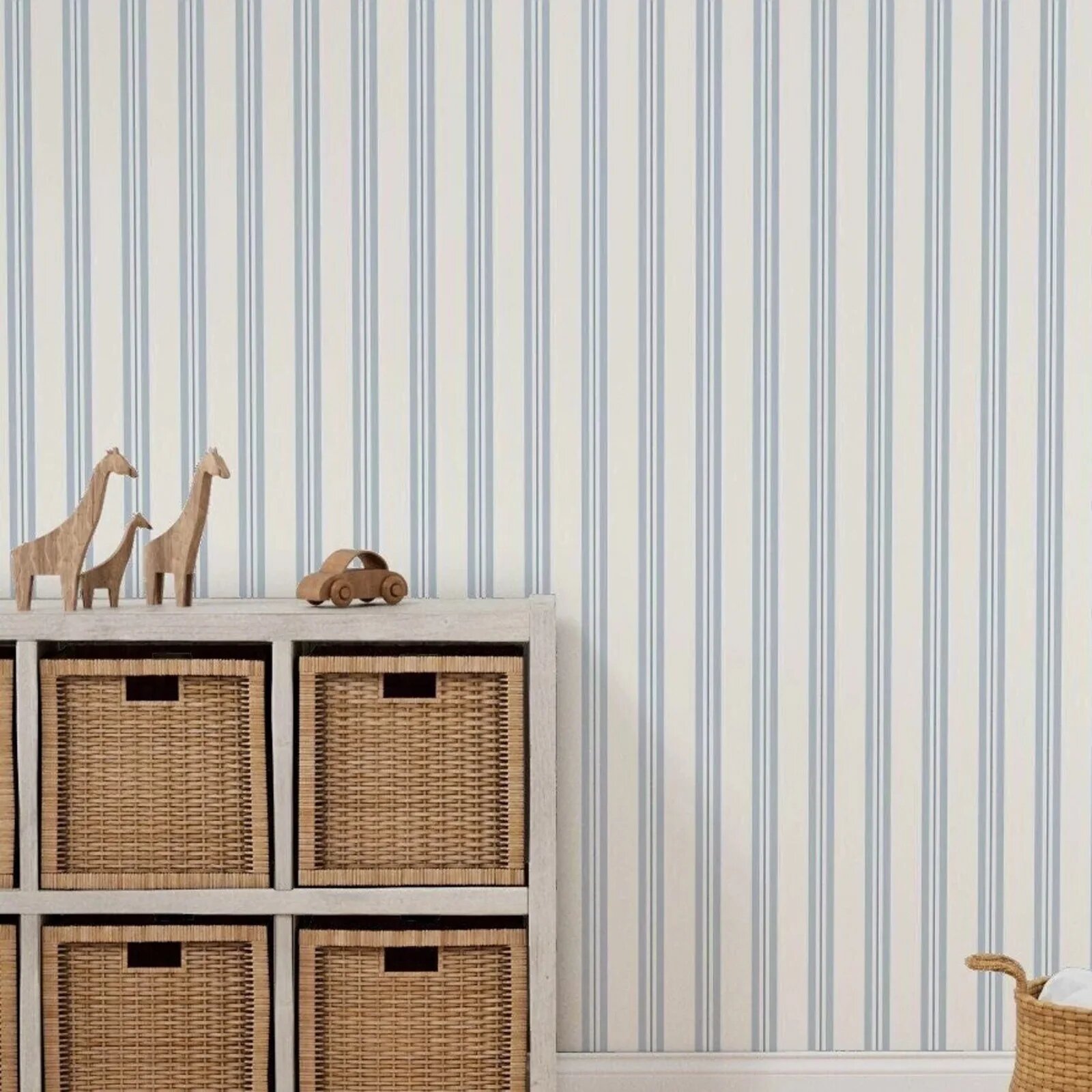 Blue Ticking Stripes Wallpaper, Pixel&Wall Tradition Un-paste, 50cm X600cm