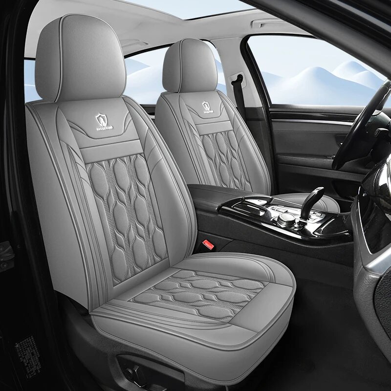 Прочные универсальные чехлы на автомобильные сиденья из искусственной кожи для Honda Fit City Jazz Vezel Civic CRV Accord 7 8, роскошные автомобильные аксессуары для интерьера Front Seats-Grey