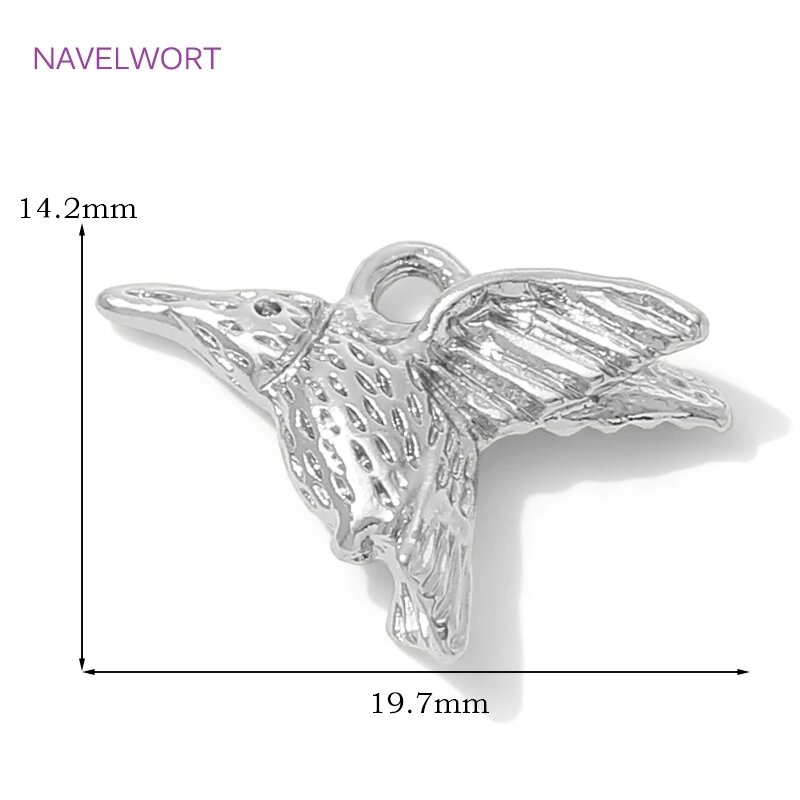 NAVELWORT Позолоченные латунные подвески-колибри для создания украшений 2 pieces, Rhodium Plated