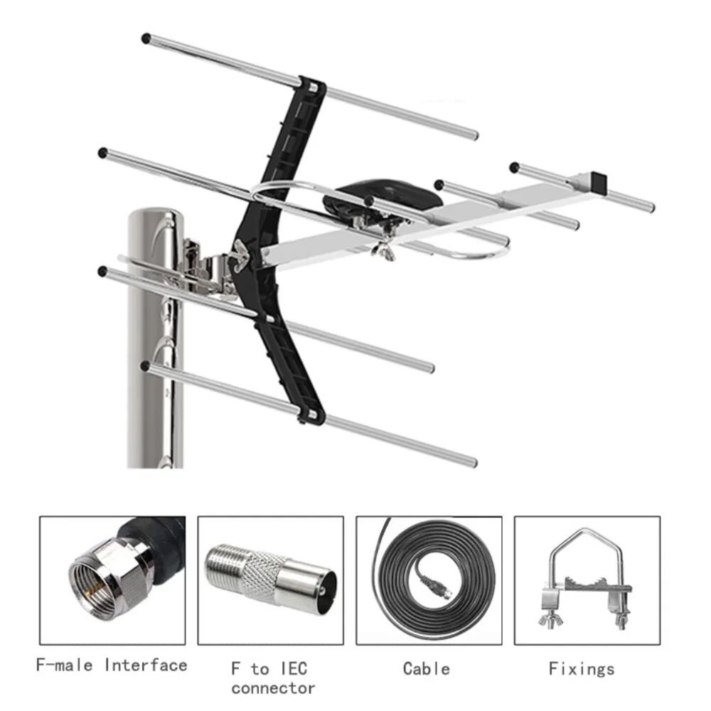 Наружная спутниковая антенна Yagi с высокой четкостью изображения, радиус действия 200 миль, антенна для чердака или крыши, бесплатные местные каналы HD телевидения