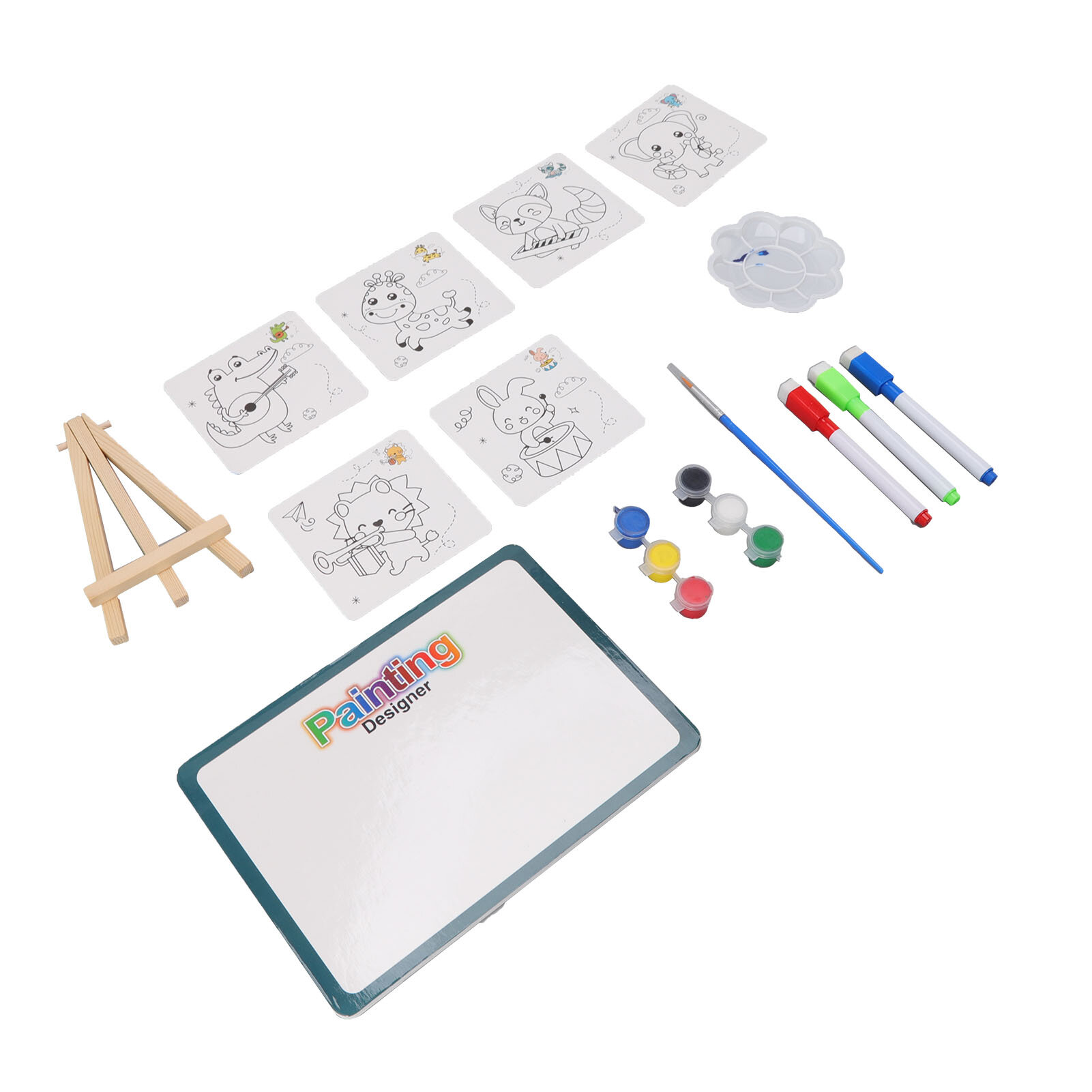 Детский набор акварельных красок для рисования, пластиковая и деревянная палитра, удобный и портативный комплект для творчества