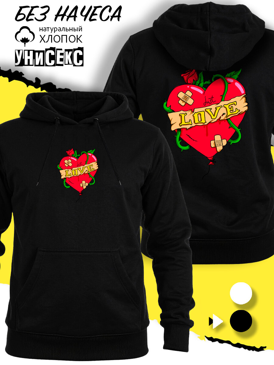 Худи Толстовка свитшот с сердцем и розами