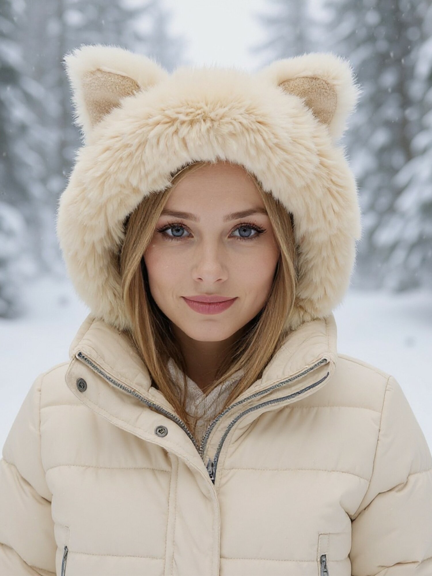 Шапка шапка с ушками для женщин