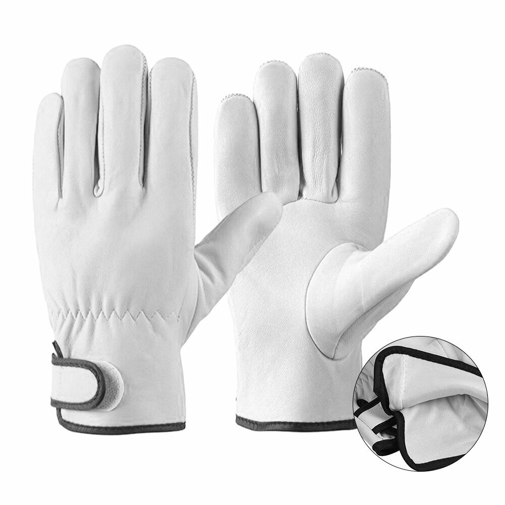 Рабочие перчатки из мягкой овечьей кожи для водителей, охотников, садоводов, сварщиков, обеспечивающие защиту и безопасность. , белый с подкладкой