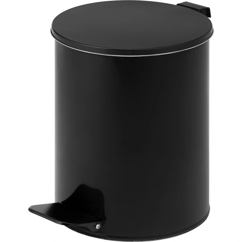Ведро мусорное с педалью стальное круглое 7 л черное, 200 ммx230 мм