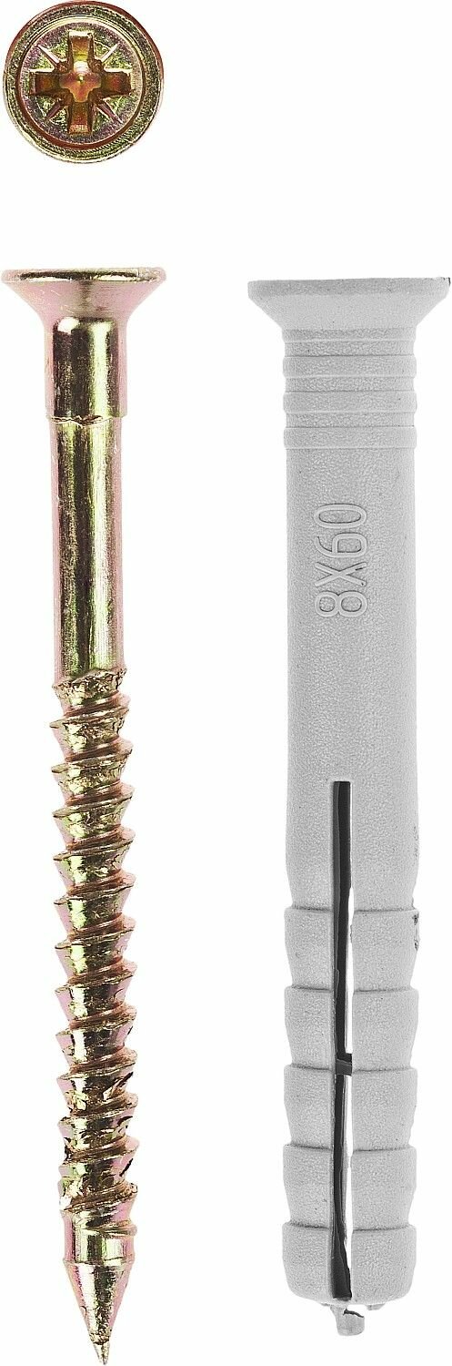Дюбель-гвоздь ЗУБР, 6 х 40 мм, потайной бортик, 8 штук 4-301346-06-040
