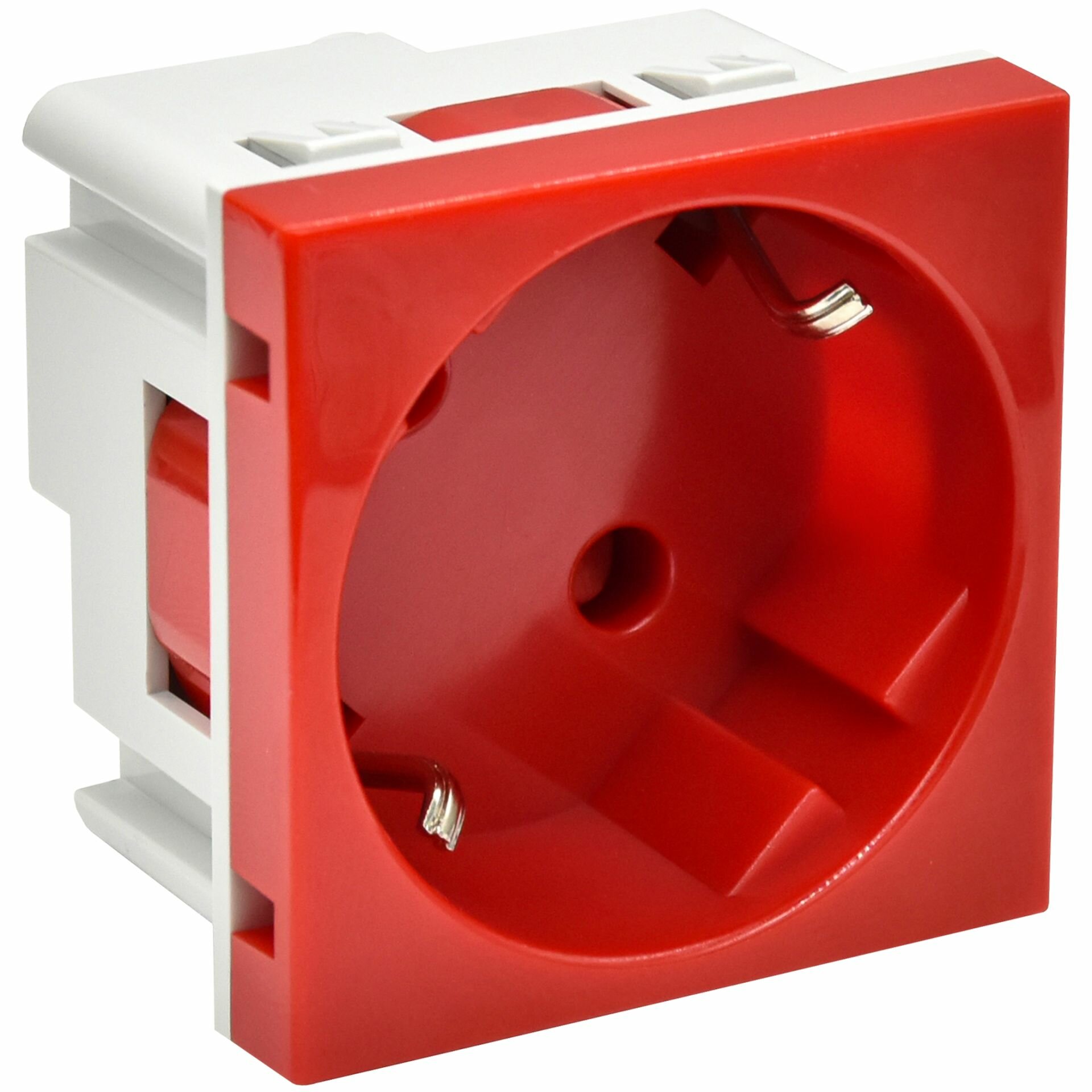Розетка 45 град с заземляющим контактом защитной шторкой и винтовым зажимом 2 модуля красная, IEK PR-KK40D-RSZH-2-2-45-K04 (10 шт.)