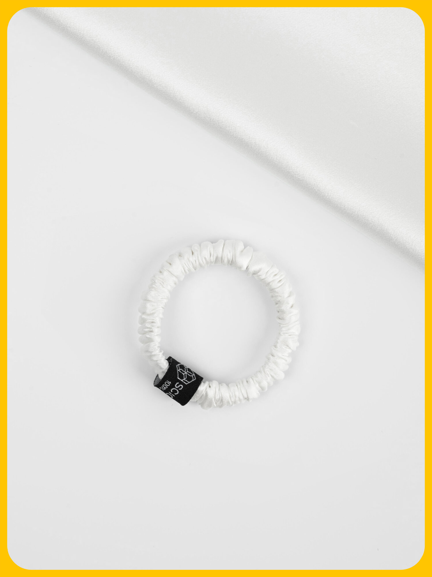 100% натуральный шелк 19 момми/Резинка для волос 0,5 см/белый цвет