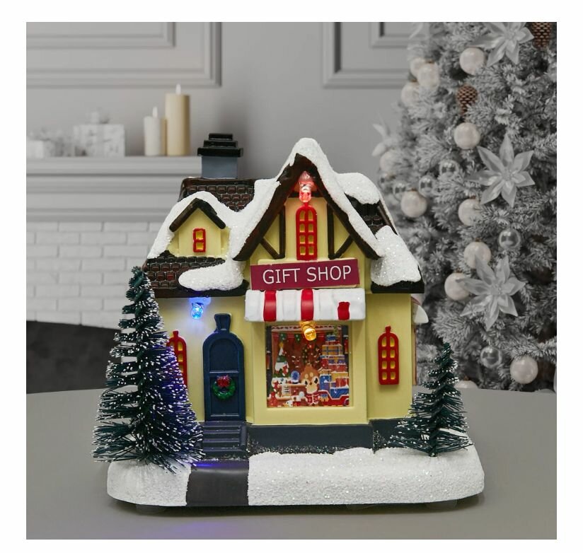 Композиция новогодняя светодиодная Домик для дома 3 светодиода 10.1 см цвет разноцветный