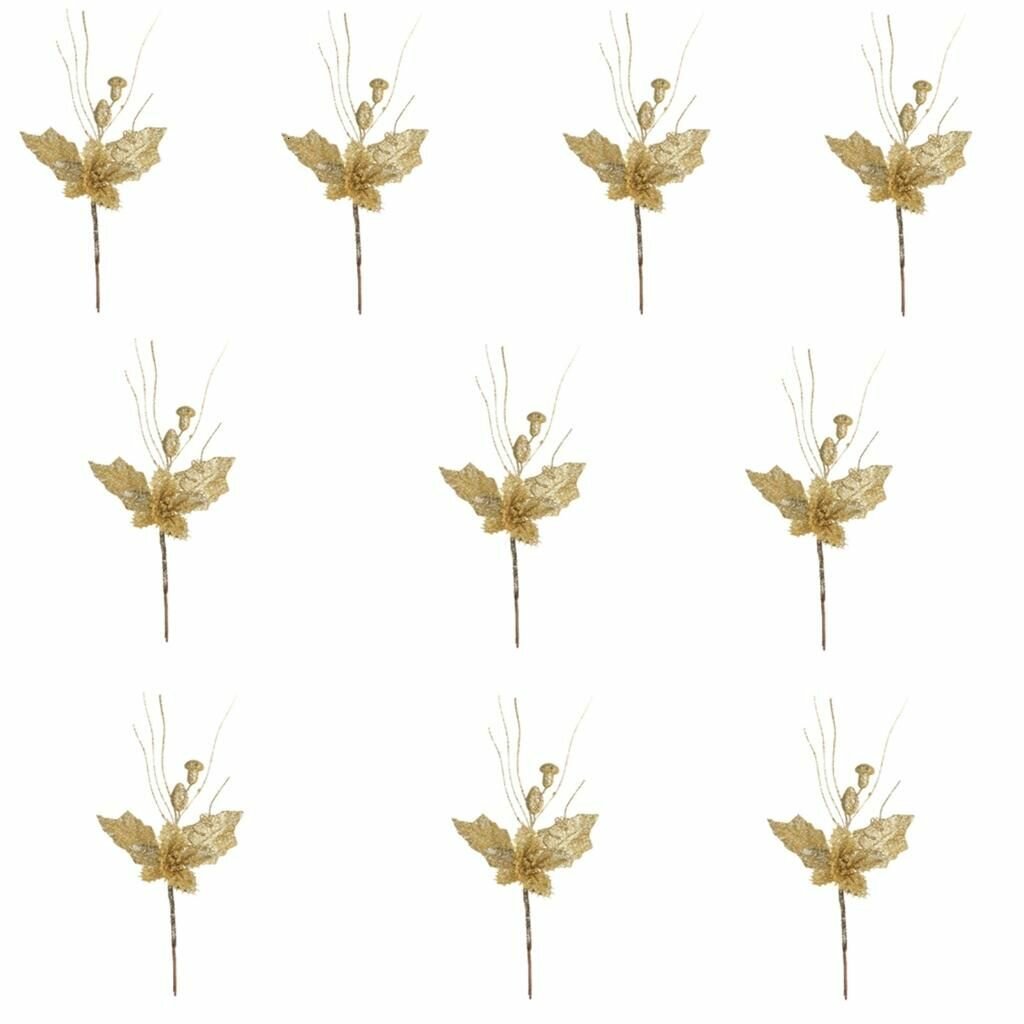 1 упаковка из 10 рождественских креативных декоративных черенков - листья, рождественские цветы, длинные усы