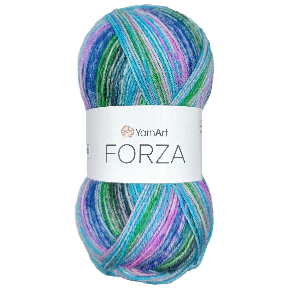 Пряжа для вязания Yarnart Forza 2607 бирюзовый розовый 1 моток 100 гр/420 м 75% шерсть, 25% полиамид