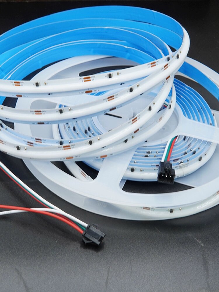 Светодиодная лента COB, полноцветная RGB, с эффектом бегущей воды, гибкая, программируемая, водонепроницаемая, 12-24В,