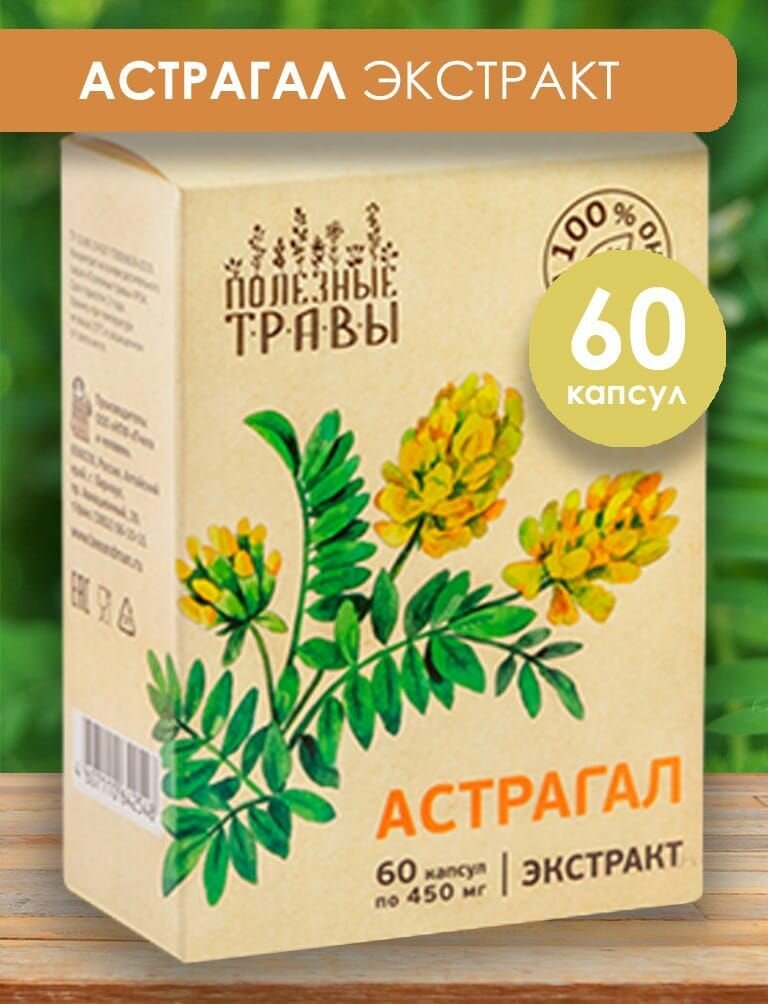 Астрагала экстракт, серия "Полезные травы".(60 капсул). Пчела и Человек