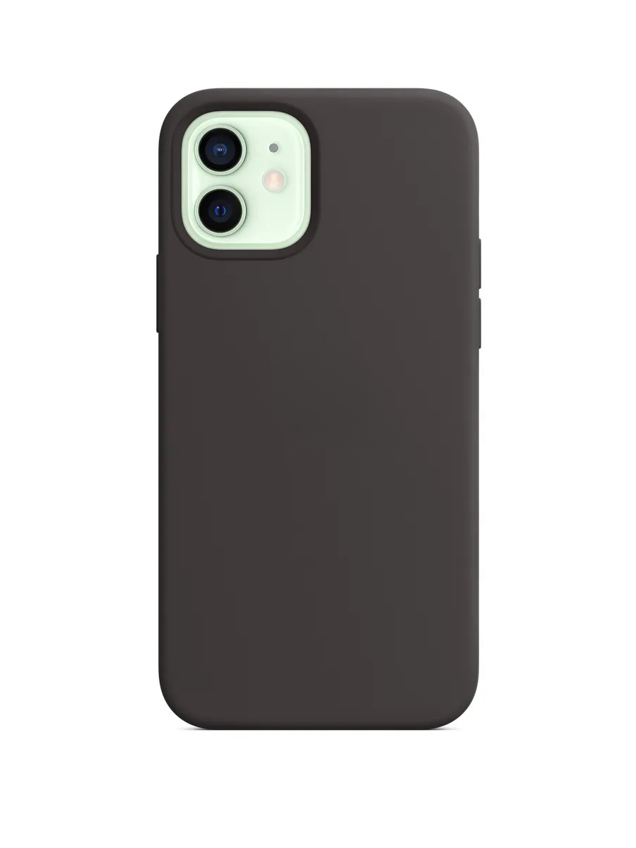Чехол силиконовый Магсейф для iPhone 12 / 12 Pro Midnight с анимацией NFC, Silicone case Магсейф для айфон 12 / 12 про - Черный