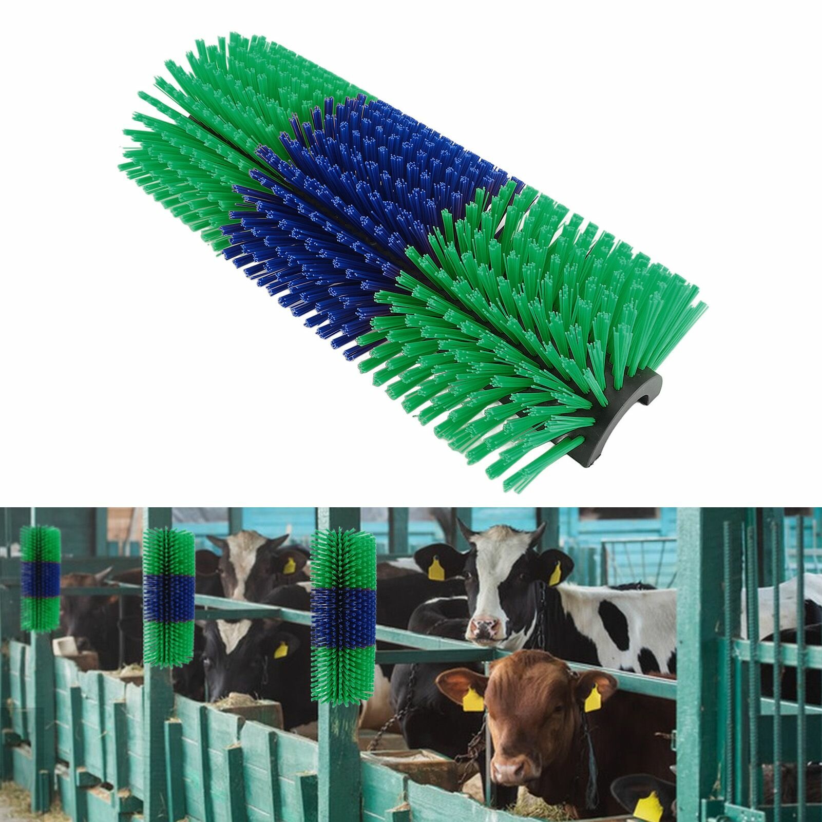 Щетка-скребок 435мм для лошадей, КРС, овец снимает зуд, массаж спины, зеленый