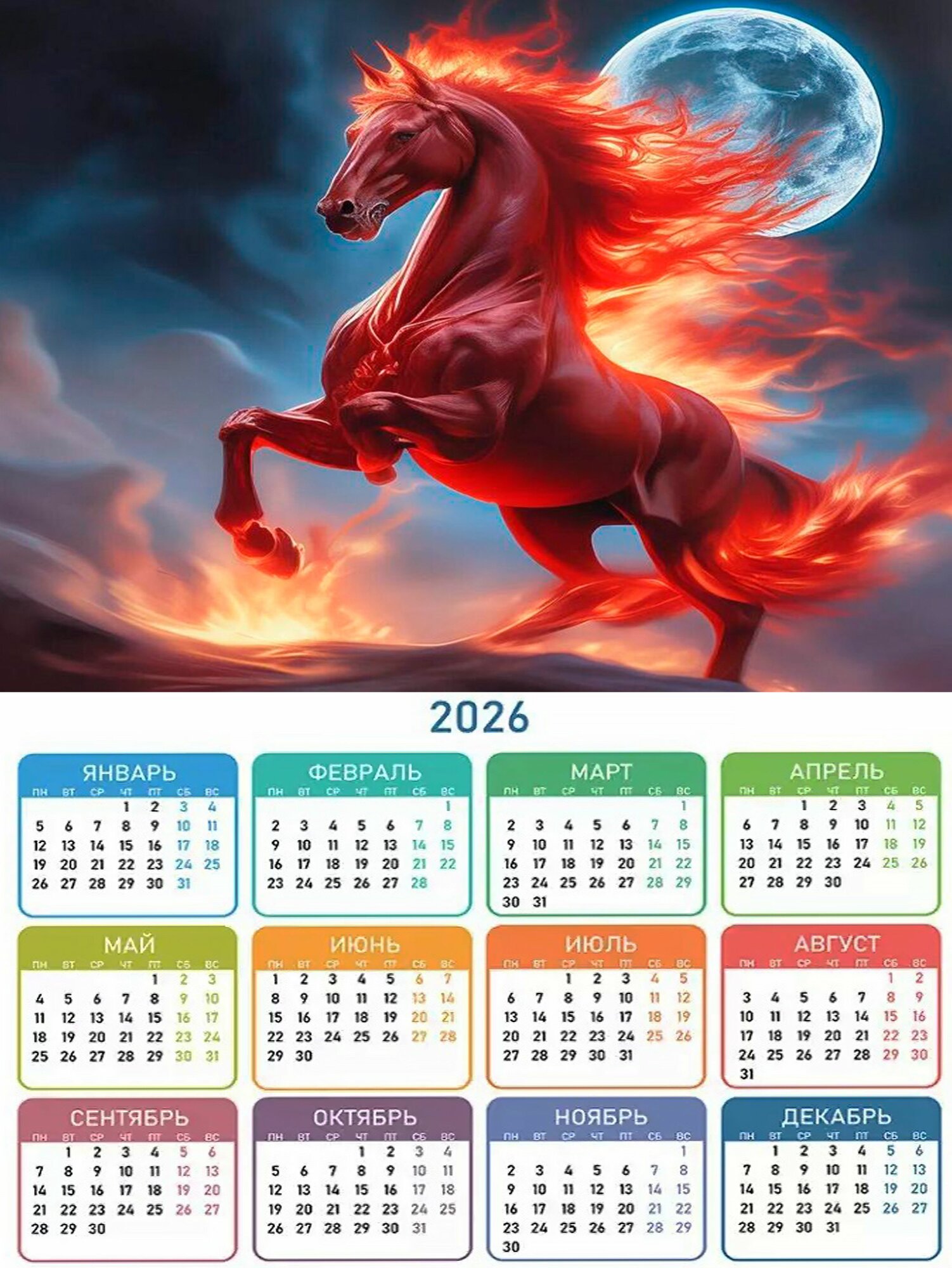 Календарь 2026 Лошадь