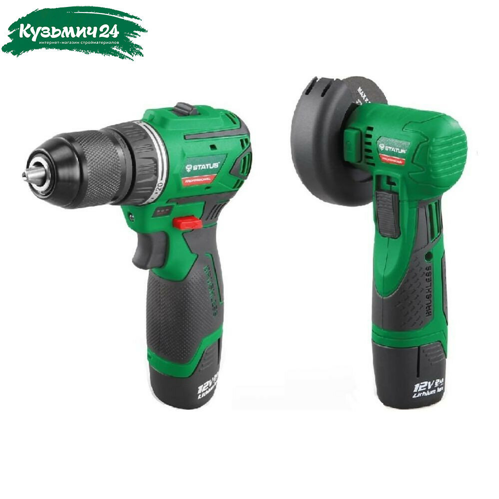 Аккумуляторный набор: дрель-шуруповерт STATUS CBL12Li и мини УШМ STATUS SH 115 E12в, 2акк х 2Ah, з. у, 1 шт.
