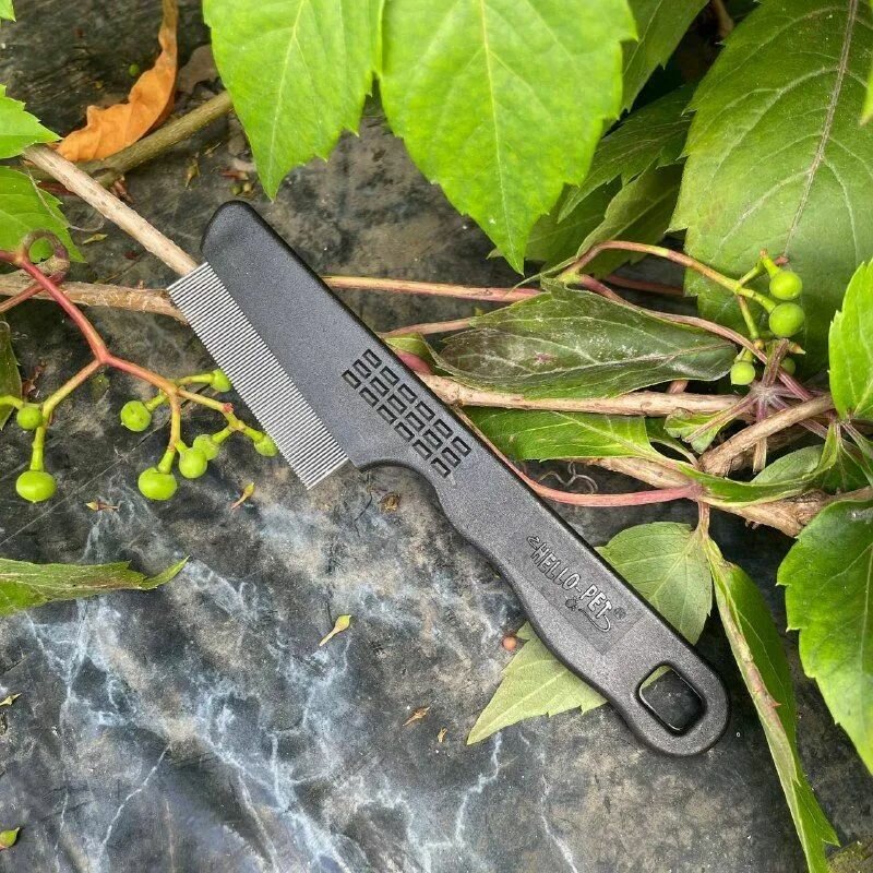 Расческа противоблошиная зоотовары для кошек и собак / отлично вычесывает шерсть 2-х рядная 65 зубьев 2465D