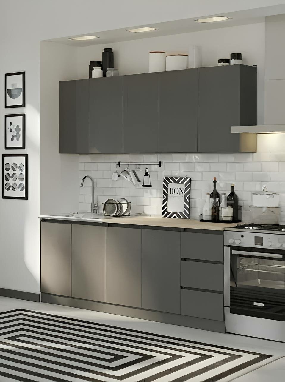 Кухонный гарнитур Челси ЛДСП 2м графит со столешницей МИФ, Мебельный рай