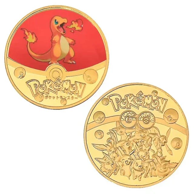 Позолоченные памятные монеты из аниме «Покемон», памятные монеты по играм, золотые монеты «Пикачу», «Мьюту», «Чаризард», игровые коллекционные предметы, детские подарки.