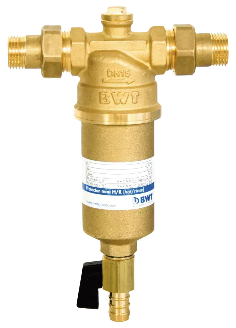 Фильтр прямой промывки BWT Protector mini H/R 1" со сменным элементом для горячей воды