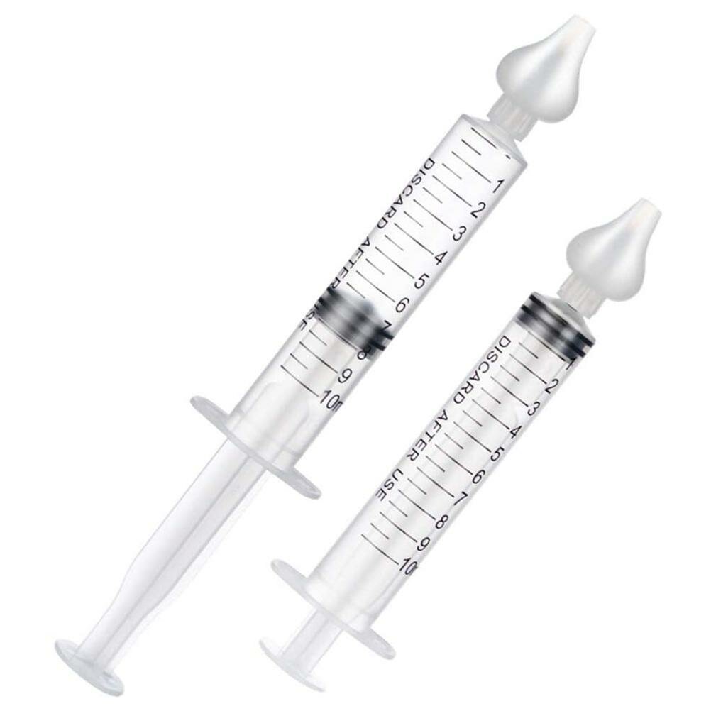 2PCS Portable Baby Nasal Irrigator Syringe Nose Cleaner Needle Tube Silicone Aspirator