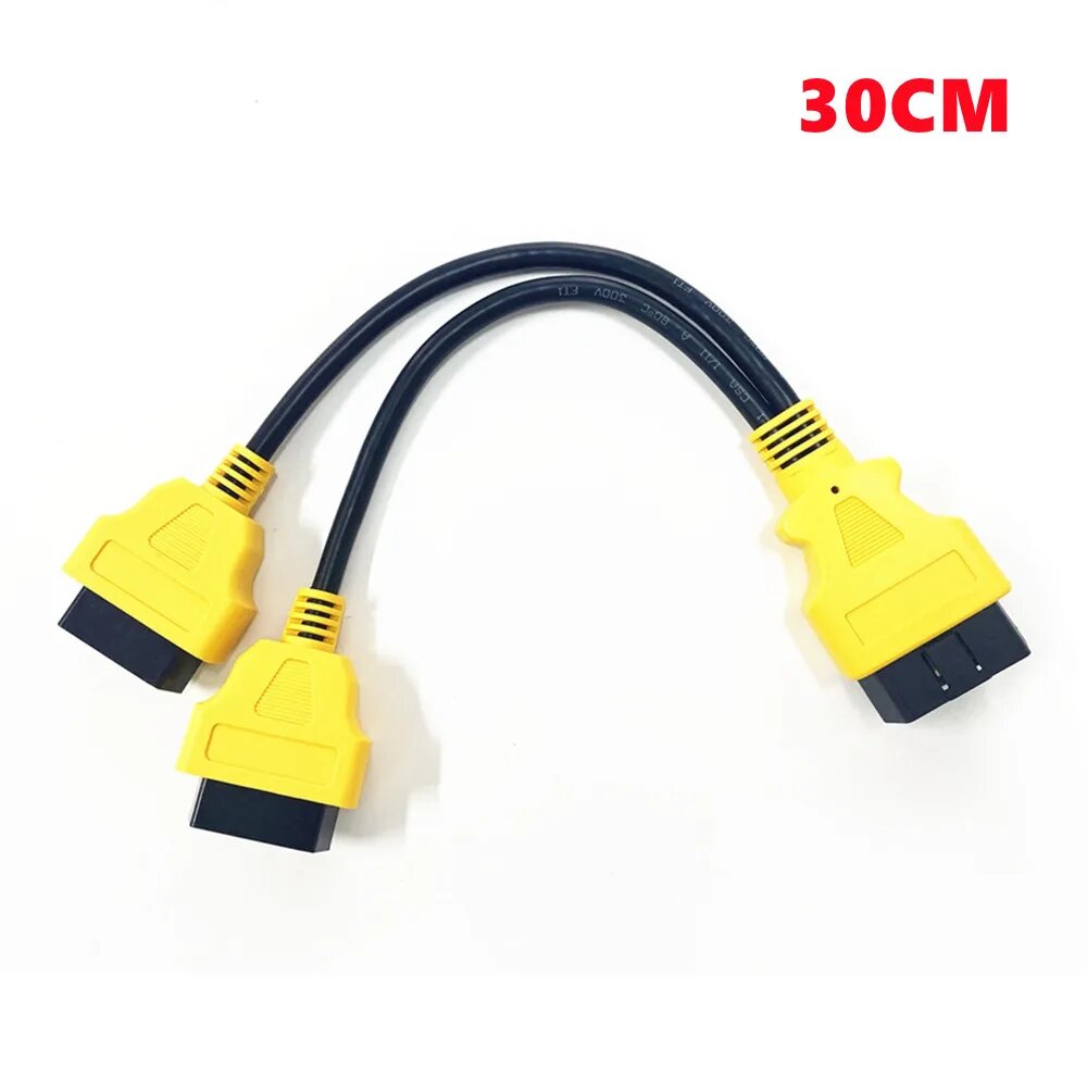 OBD2 разветвитель 30см, 2 разъема, желтый