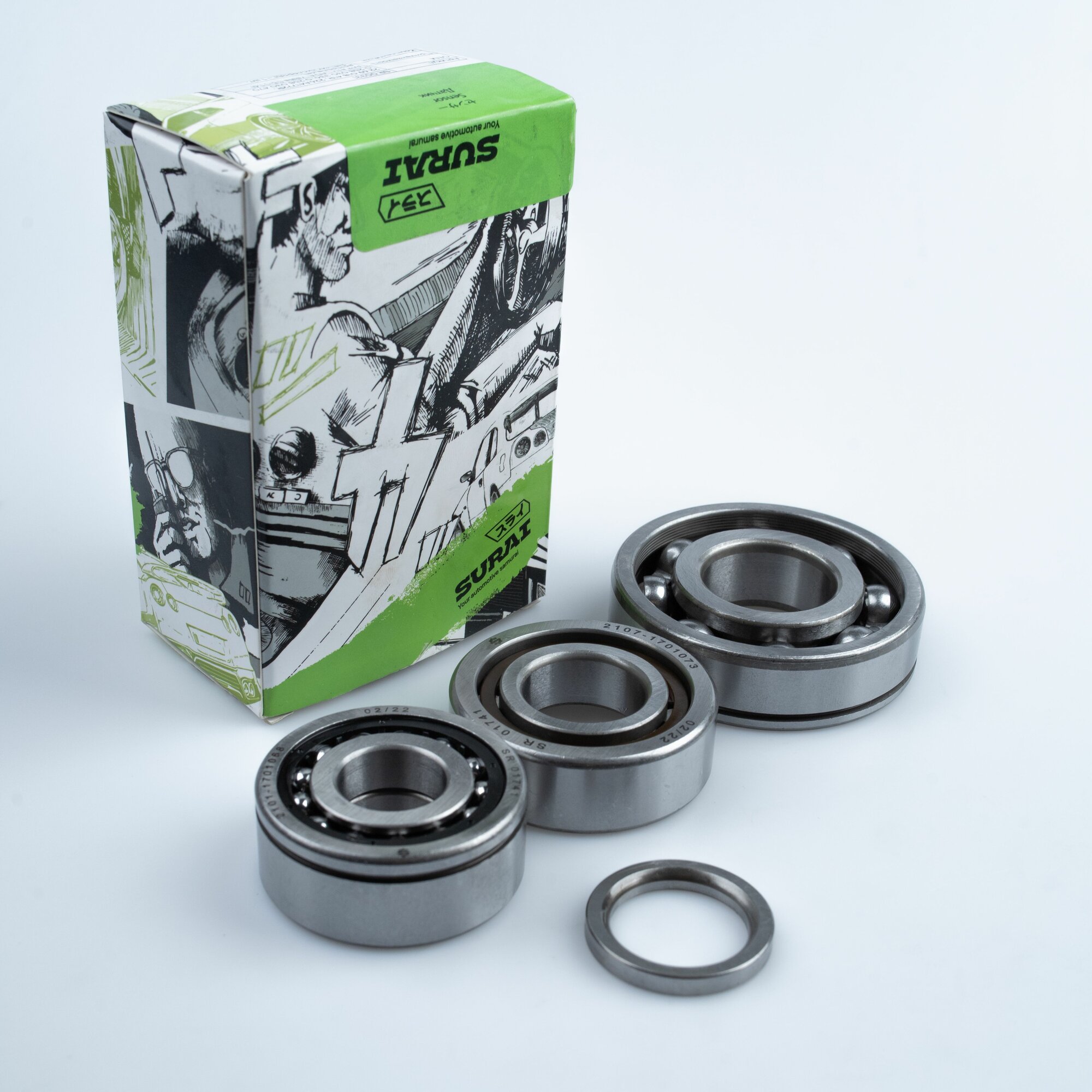 Подшипник КПП SURAI для Lada 21074 (кмпл: подшип. 6. шт./кольца 2шт.) 5МТ (SR 01741, аналог 21214310302082)