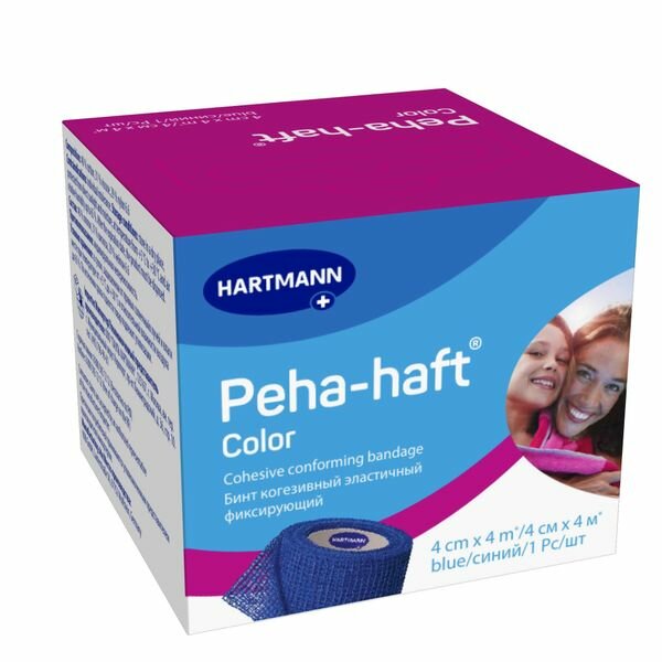 Бинт самофиксирующийся эластичный синий Peha-haft/Пеха-хафт 4см х 4м