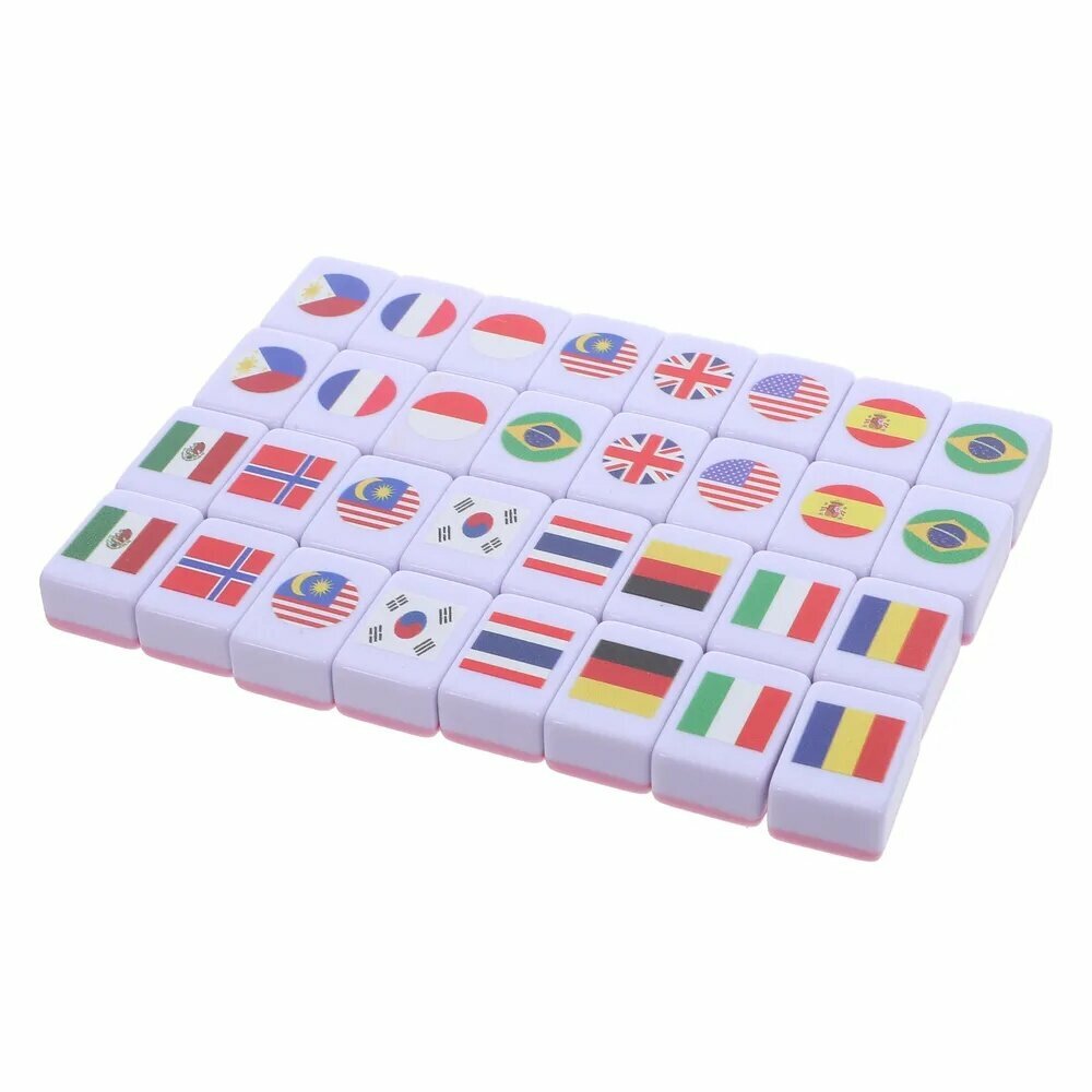 Настольный набор маджонга с меламиновыми фишками и флагами стран, 64 шт, для семейных и праздничных игр