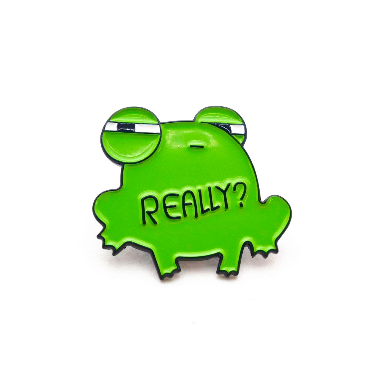 Значок на одежду, рюкзак и сумки " Лягушка REALLY? "/ Зеленый / 1 шт.