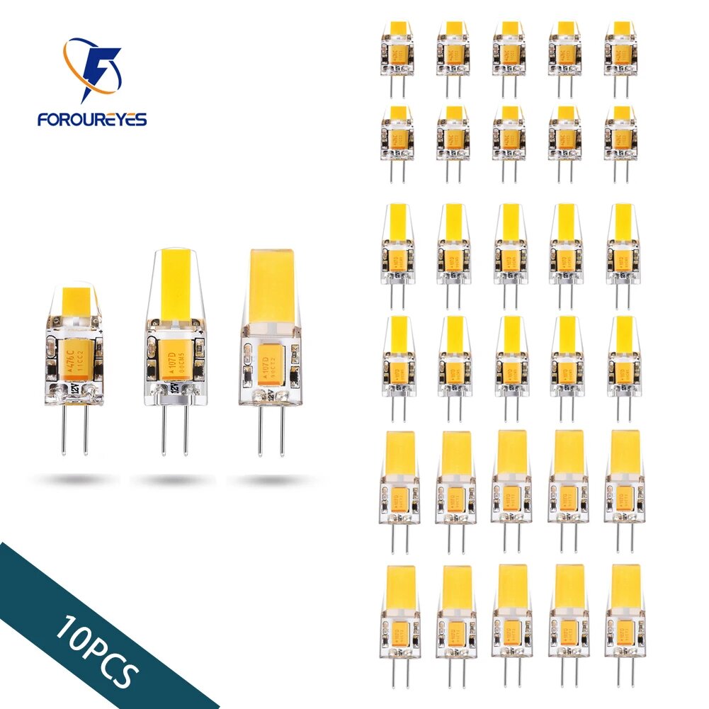 Светодиодные лампы G4 foroureyes 12В 1.5Вт 2Вт 2.5Вт набор из 10 штук Тёплый белый, 2.5W