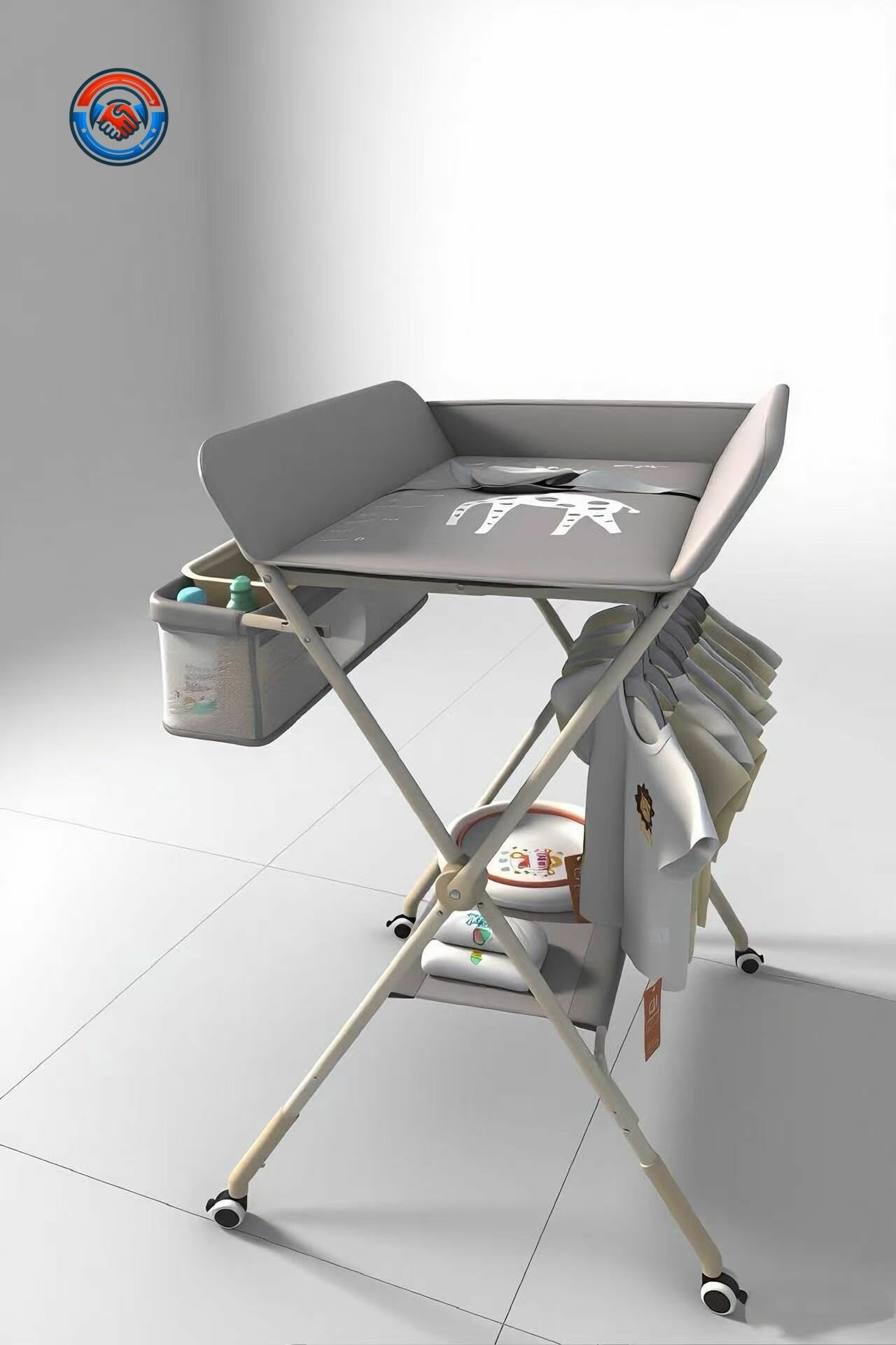 Пеленальный стол складной Defile KIDS, компактный и безопасный пеленатор для дома и поездок, с ремнями безопасности, блокировкой ножек, водонепроницаемой поверхностью и продуманной системой хранения