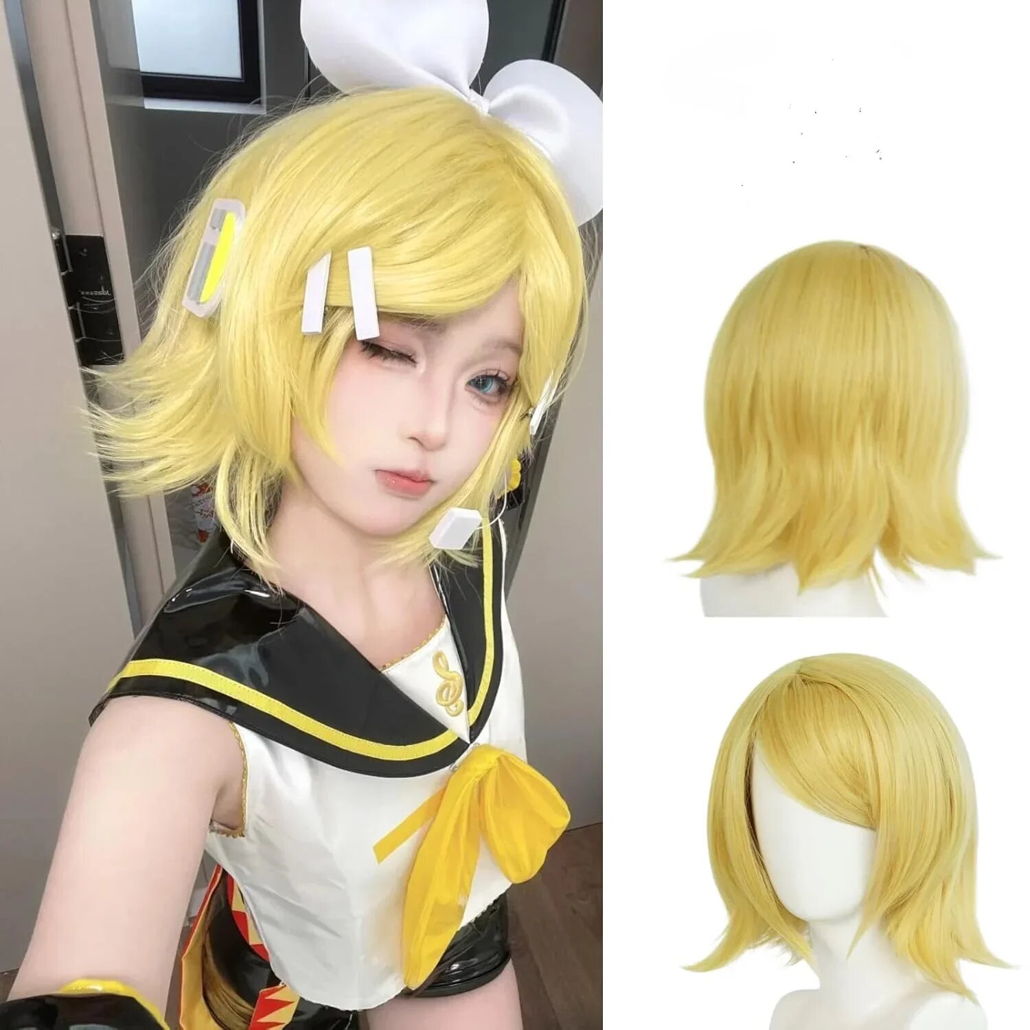 Женский желтый волнистый синтетический парик Рин