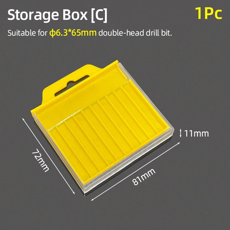 Ящик для хранения сверл, двойная отвертка, органайзер для бит, коробка, аксессуары, C-Yellow-65mm