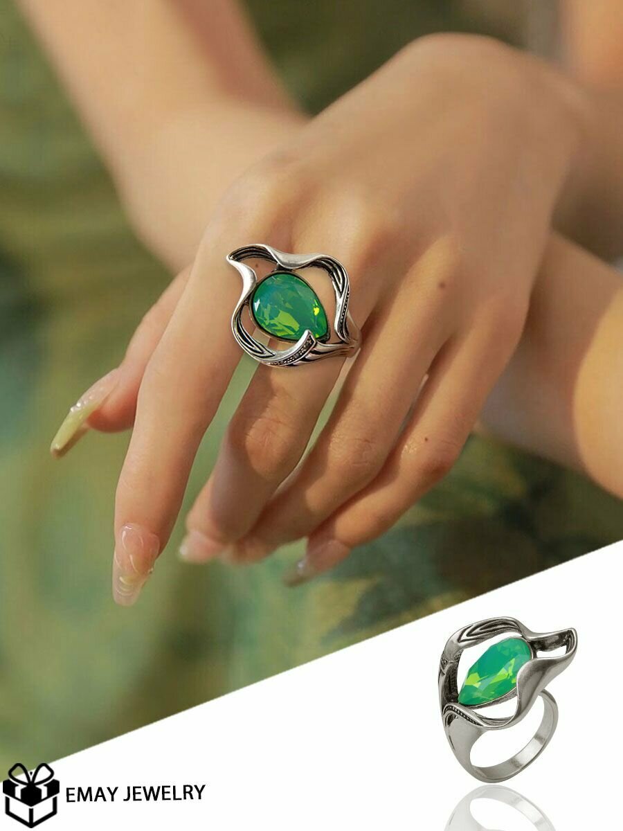 Кольцо, искусственный камень, фианит