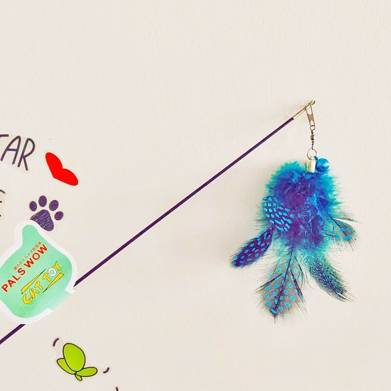 Новая игрушка для кошек богемное перо деревянная ручка кошачья палка Интерактивная колокольчик кошка игрушка товары для