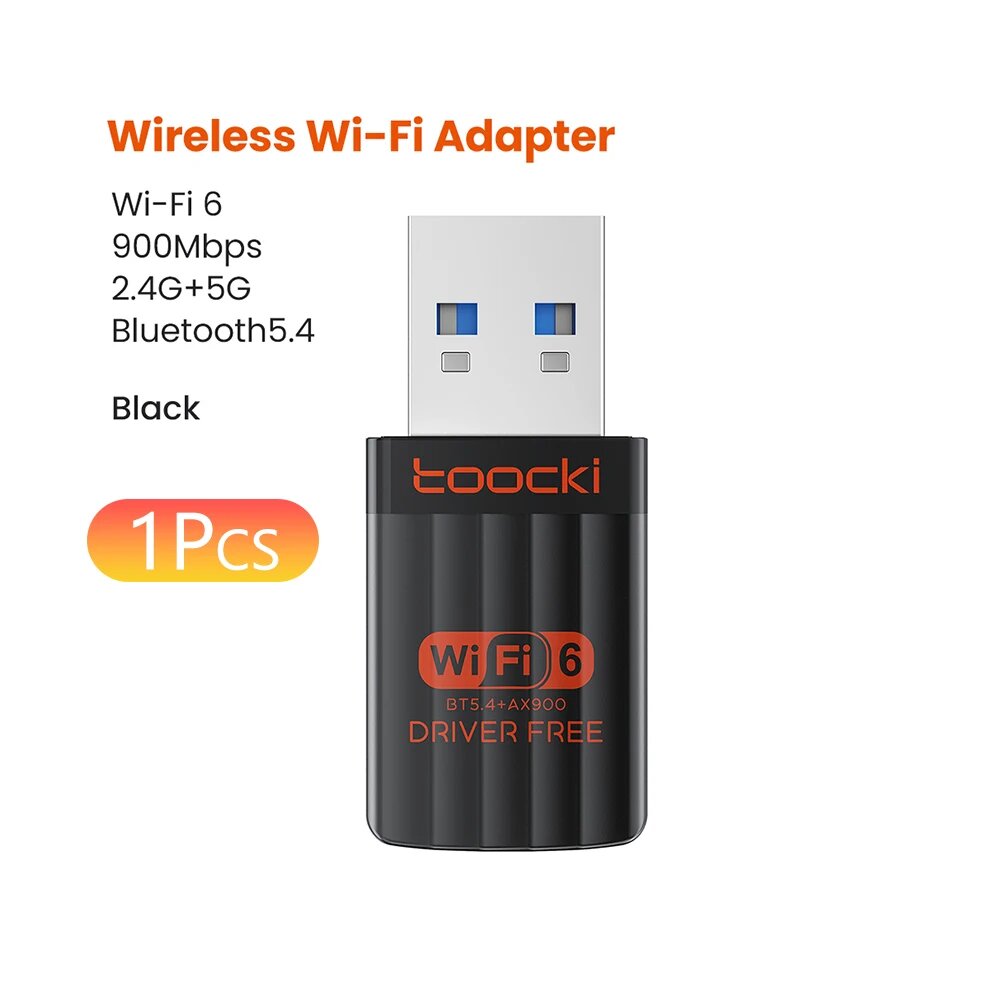 Toocki WiFi 6 USB адаптер Black 1Pcs