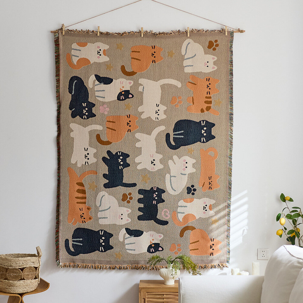 Винтажная ткань с изображением звезд, луны и облаков, стиль искусства, тканевая подвесная картина, декор для стен, фоновая ткань, хлопковая пряжа, таселевая гобелен