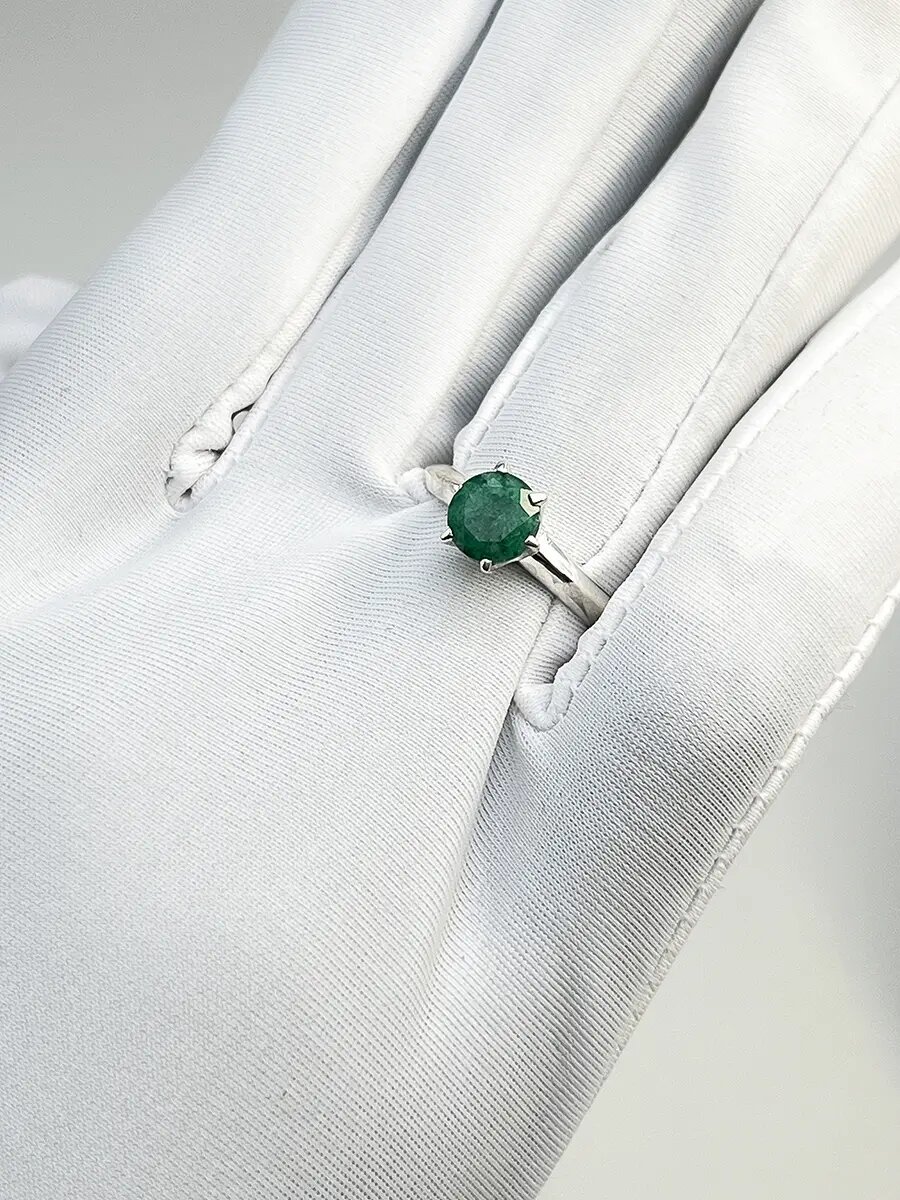 Кольцо, серебро, 925 проба, родирование, изумруд