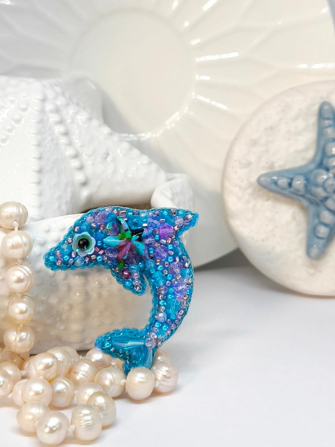 Брошь, стекло, бисер