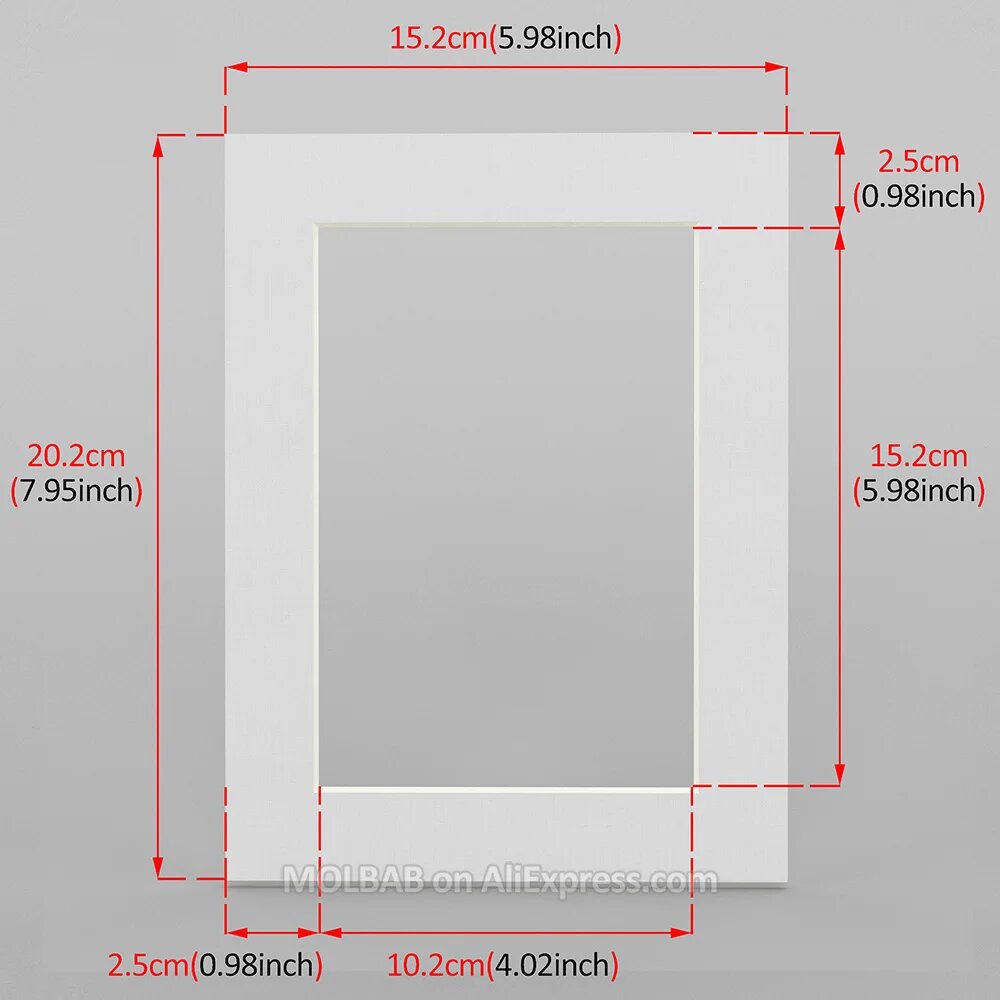 Картонные фотоматсы MOLBAB для рамок 6/7/8 дюймов 100 шт. Белый, 8x6 inch, White Rectangle