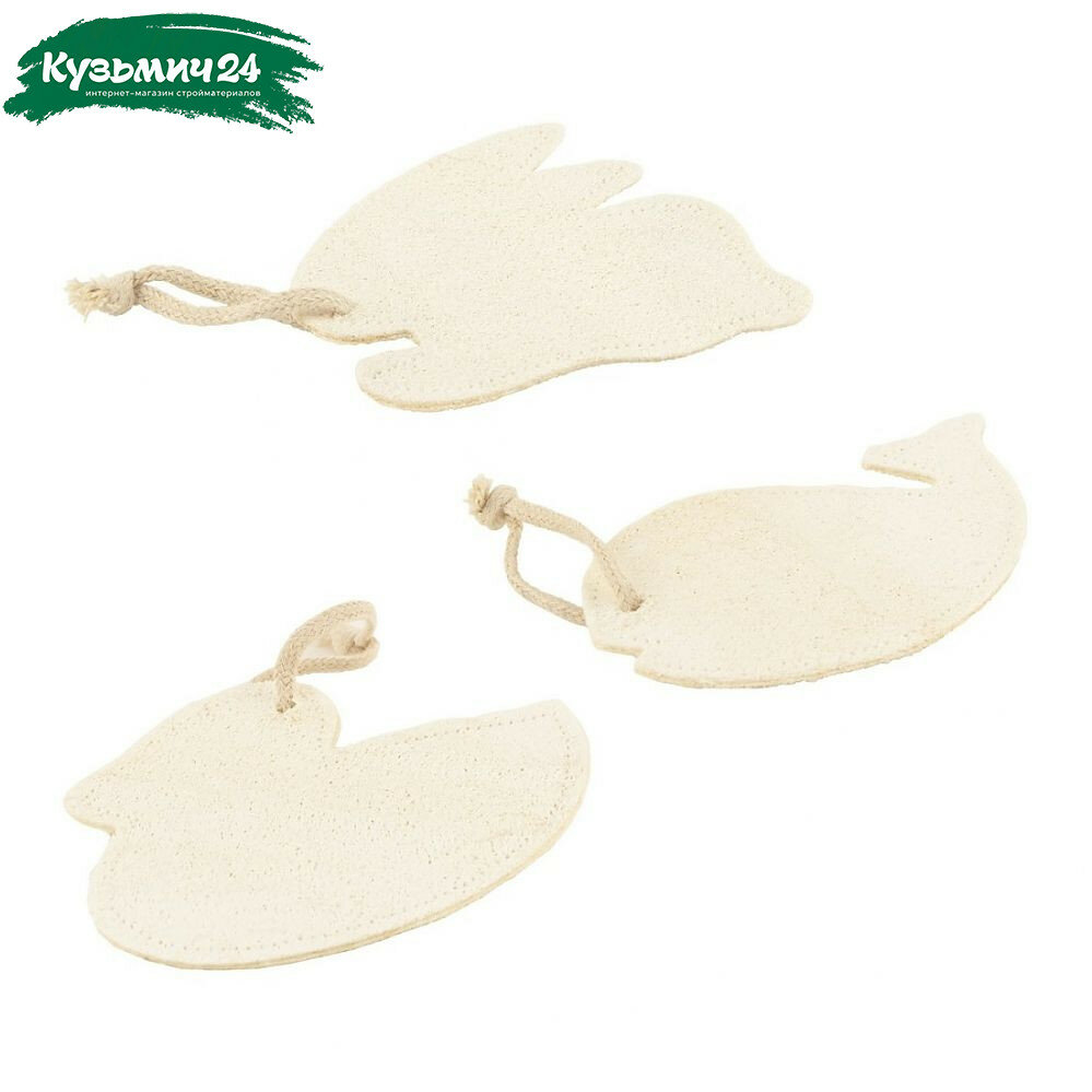 Мочалка из люффы Банная линия 11-901, спонж фигурный, в ассортименте (зайка, дельфин, уточка)