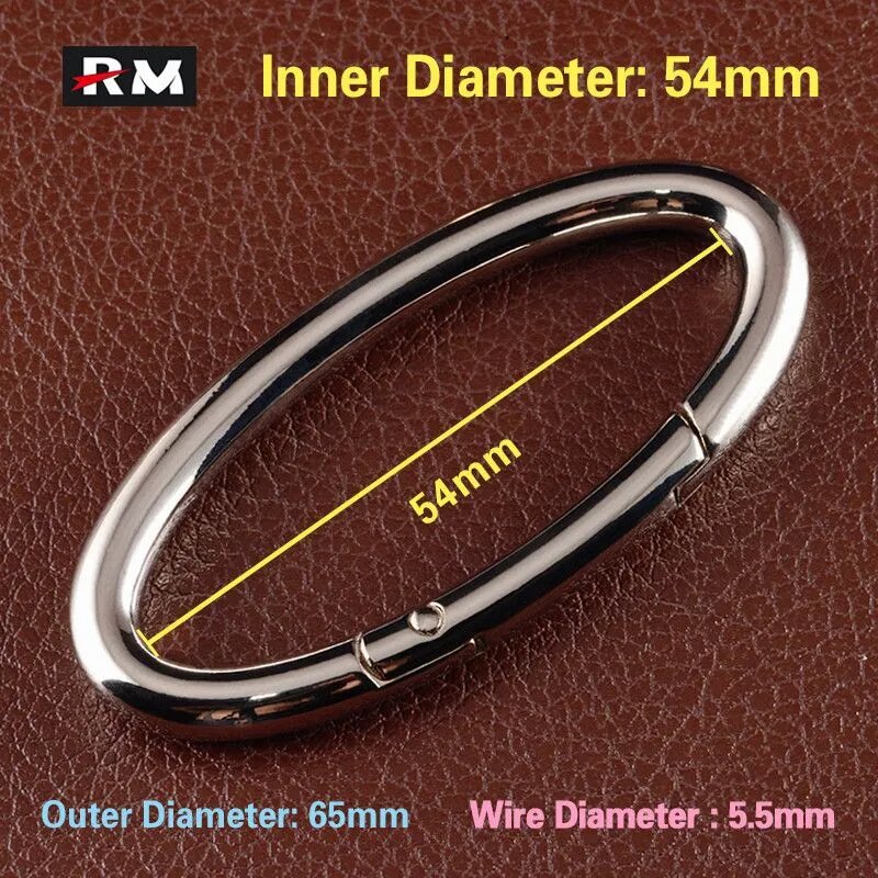Овальный металлический Карабин для сумки, Съемная пружинная пряжка, брелок, Внутренний диаметр 5,4 см, серебристый, 2 шт